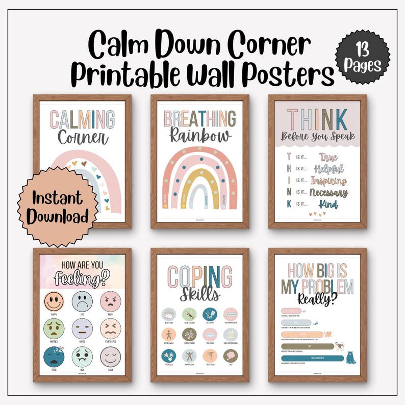Calm Down Corner Printable: Kids Emotional Regulation Posters (digital ...