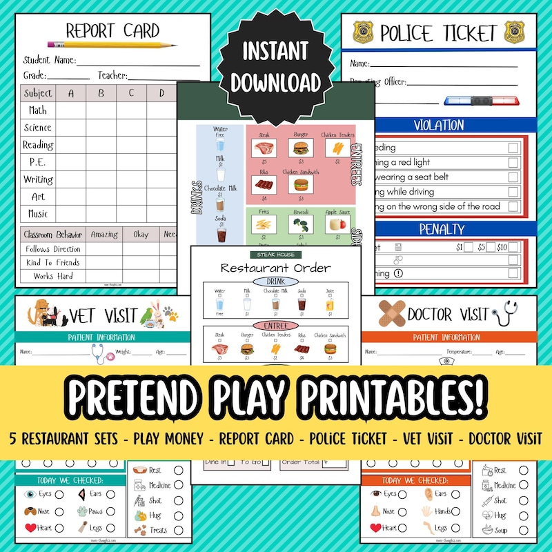 Restaurant Play Cards - Etsy