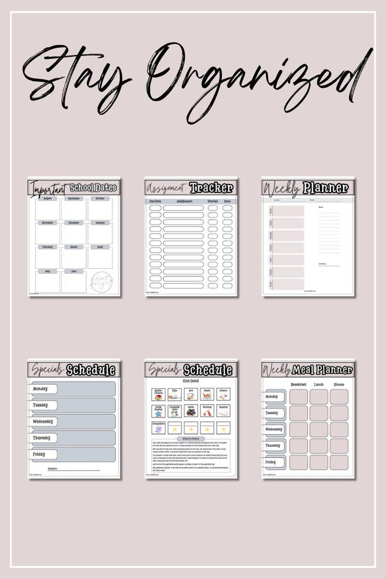 Back to School Planner Printable – Kids Daily School Checklist, Kids ...