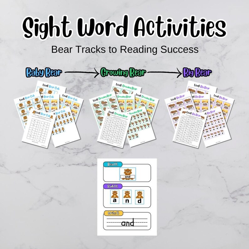 Bear-themed Sight Word Activities: Preschool & Kindergarten Printables ...