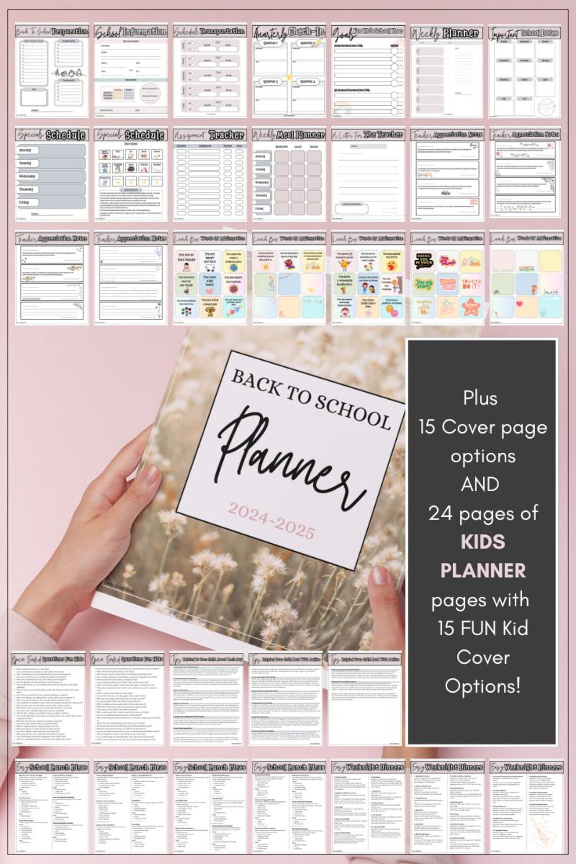 Back to School Planner Printable – Kids Daily School Checklist, Kids ...