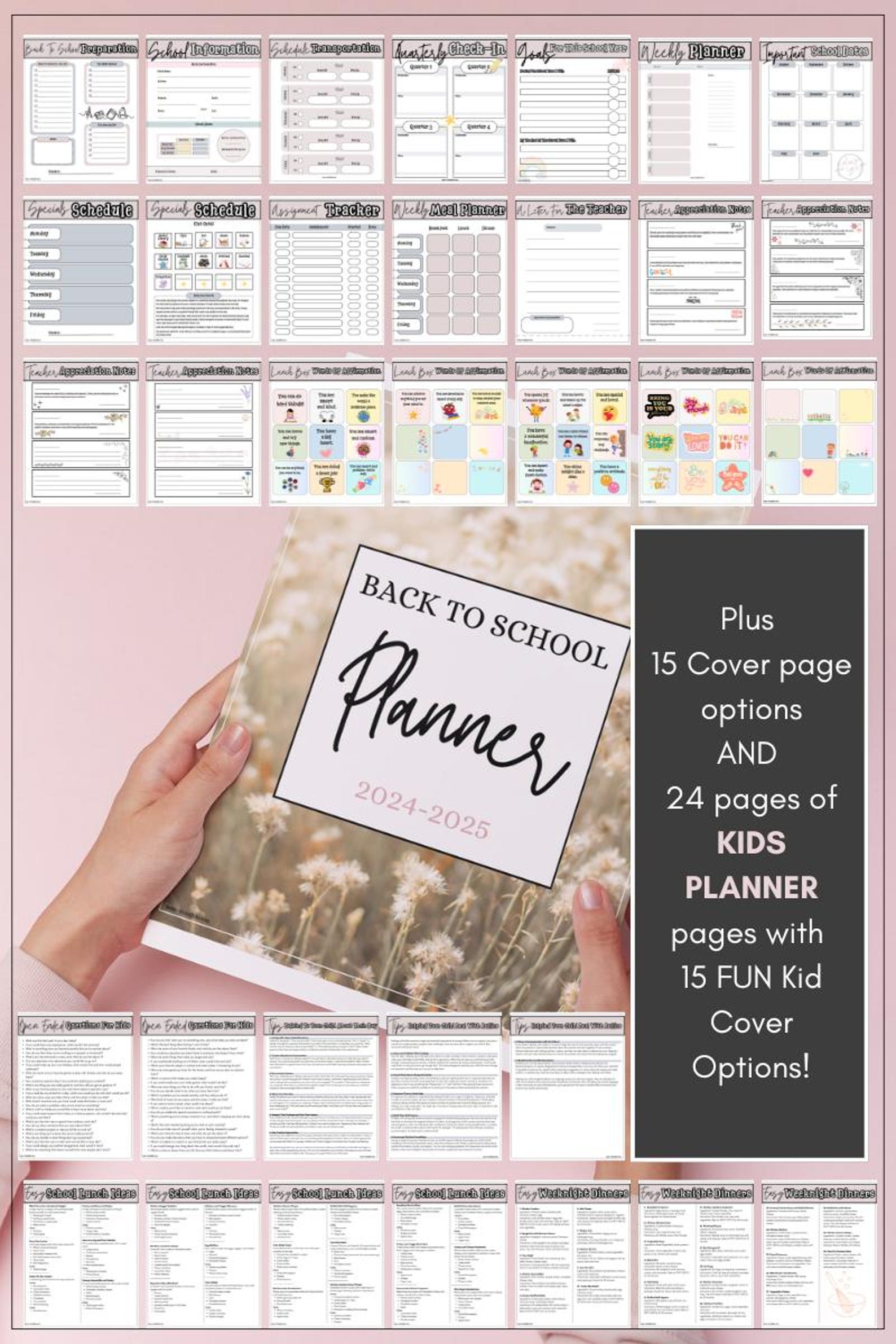 Back to School Planner Printable: Kids Daily Checklist & Schedule ...