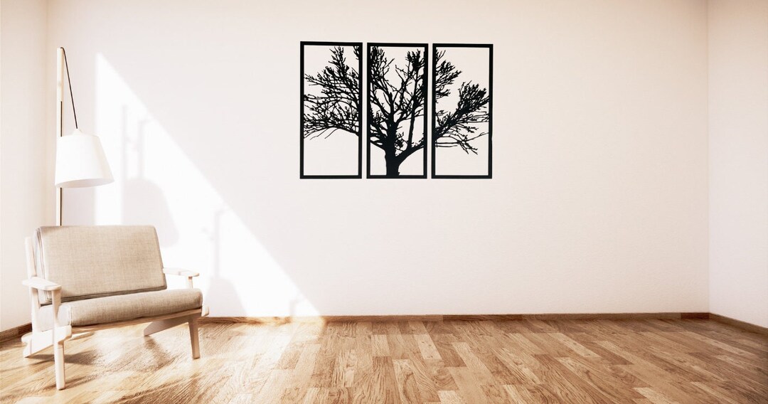 Three Piece Tree Wall Art, Wood Tree Wall Art Svg, Wood Tree Wall Art ...