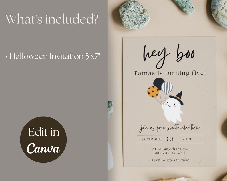 EDITABLE Halloween Boy Birthday Invitation Hey Boo Halloween - Etsy