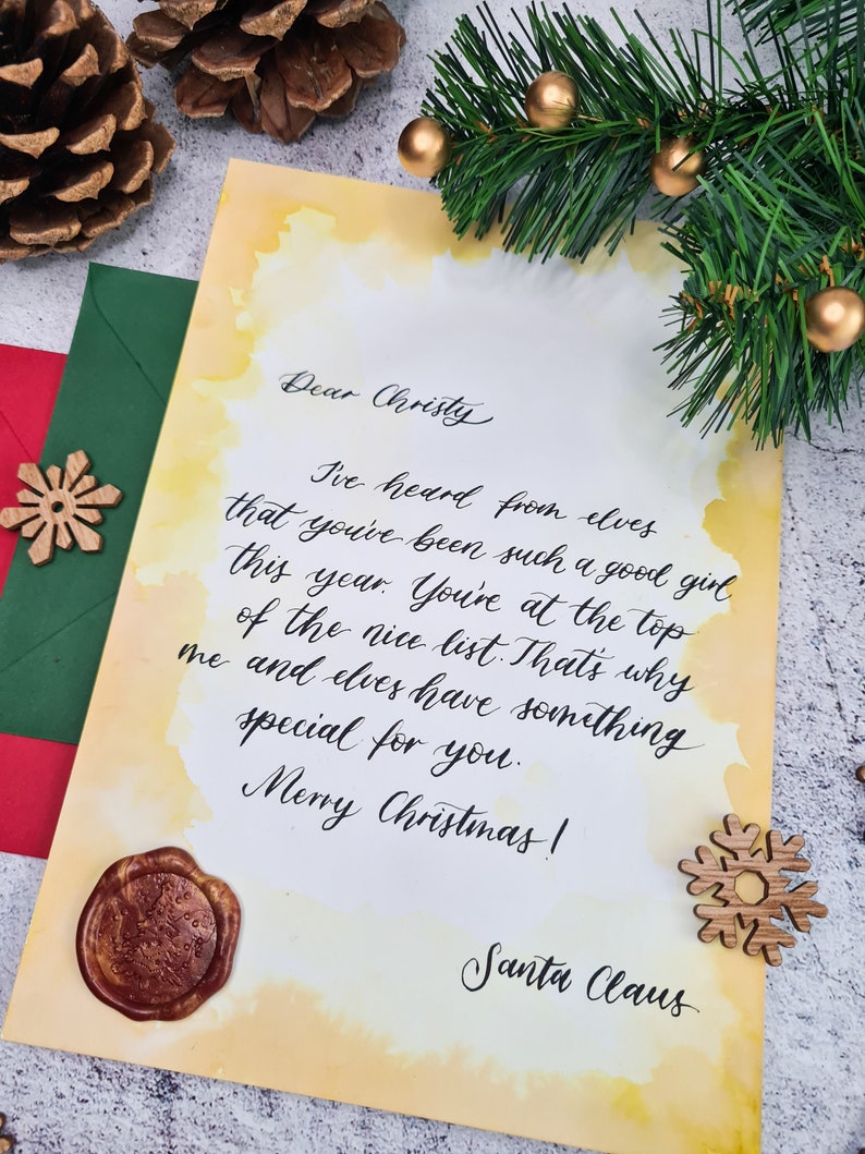 Calligraphy Letter From Santa Claus to Kid Unique Gift for - Etsy