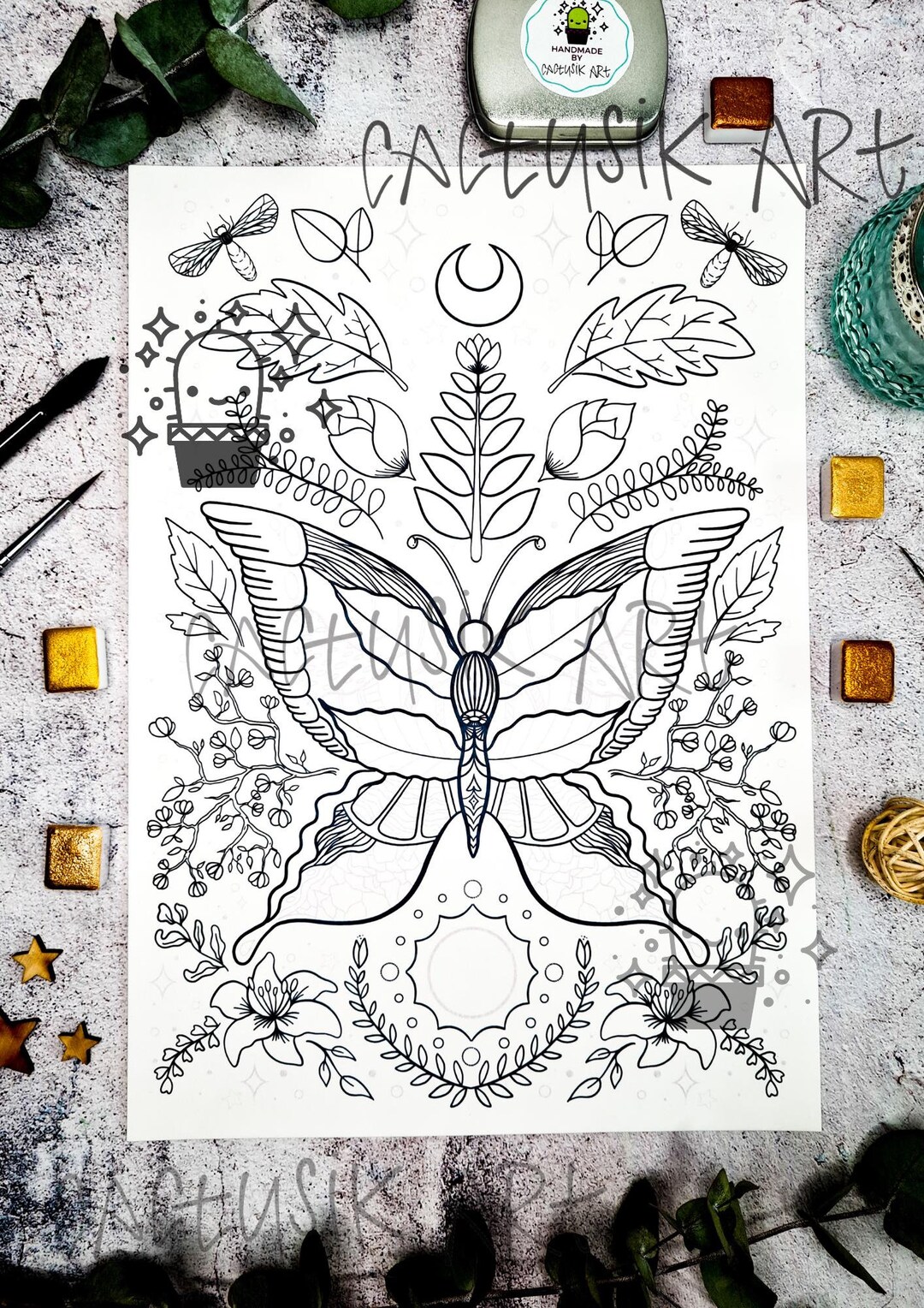 Botanical Butterfly Page Print Coloring, Hobby Drawing Style, Fantasy ...