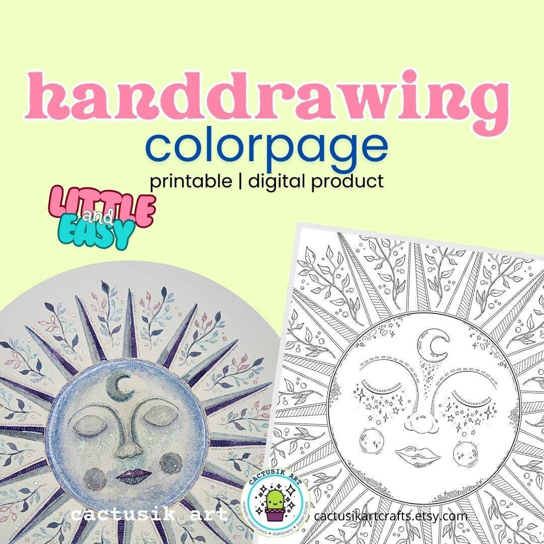 Sun Coloring Page With Face, Art Therapy for Stress Relief PDF ...