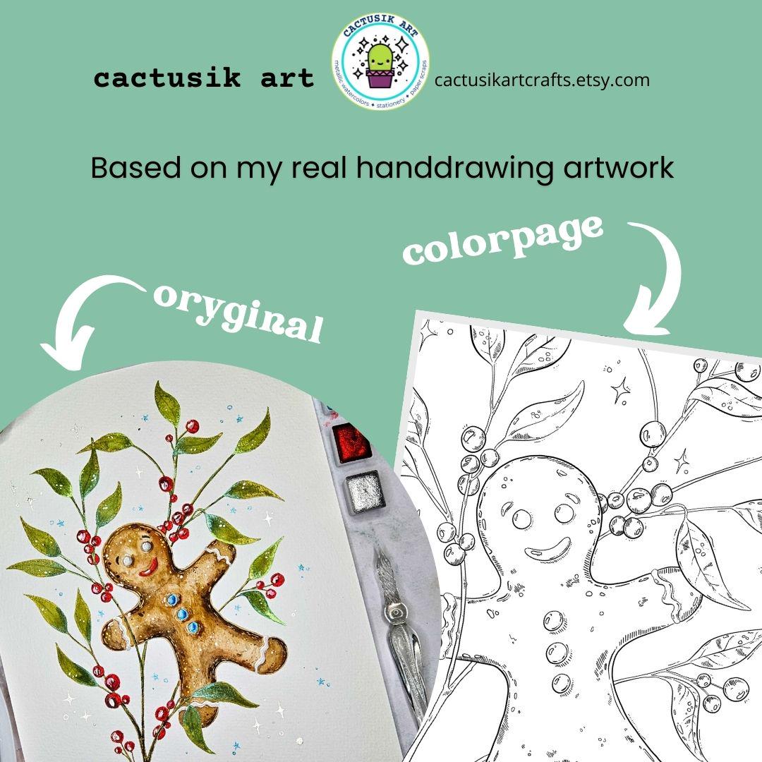 Gingerbread Man Coloring Page PDF, Christmas Instant Printable, Holiday ...