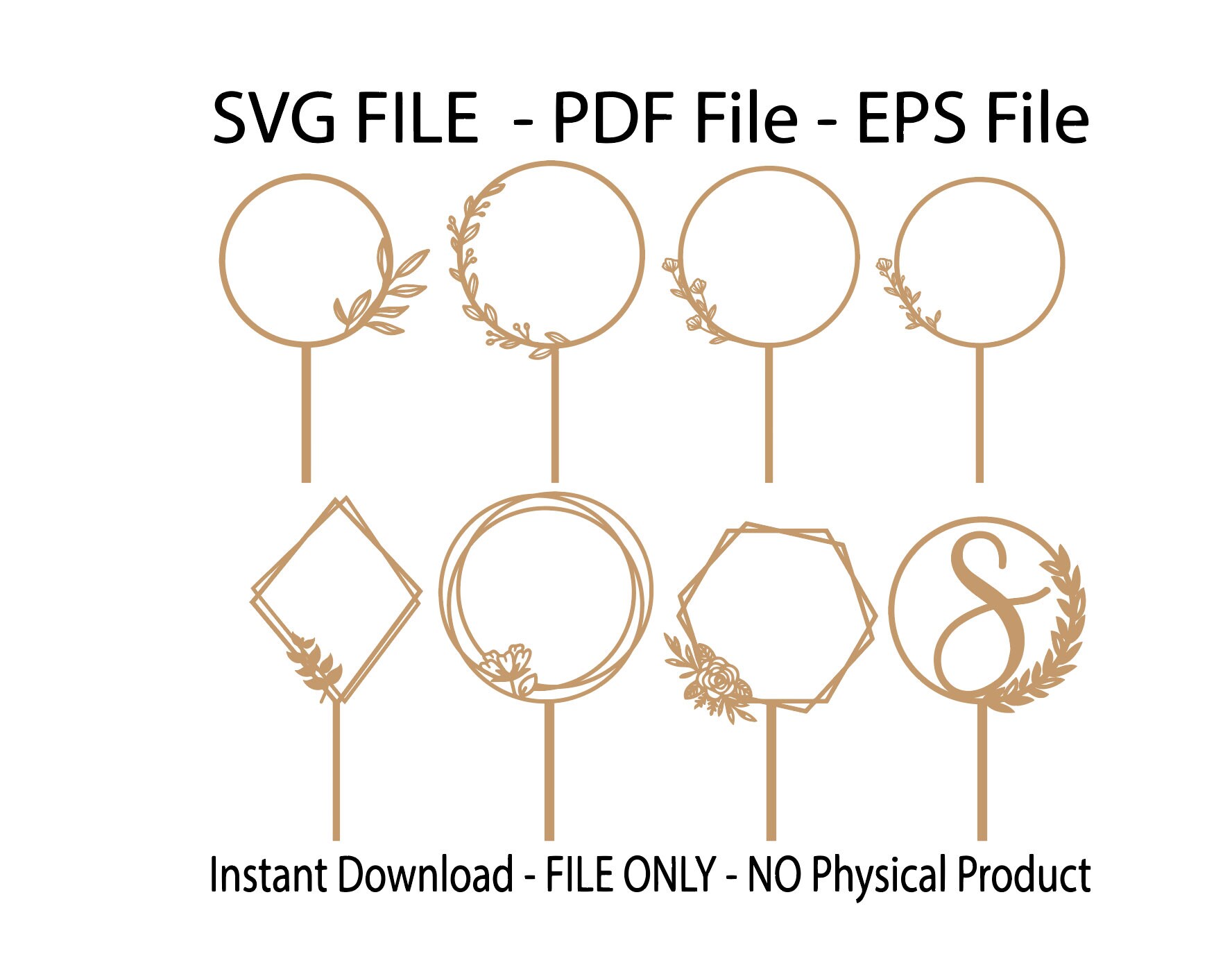 Wreath Cake Topper Instant Download Cut File - NO PHYSICAL PRODUCT ...