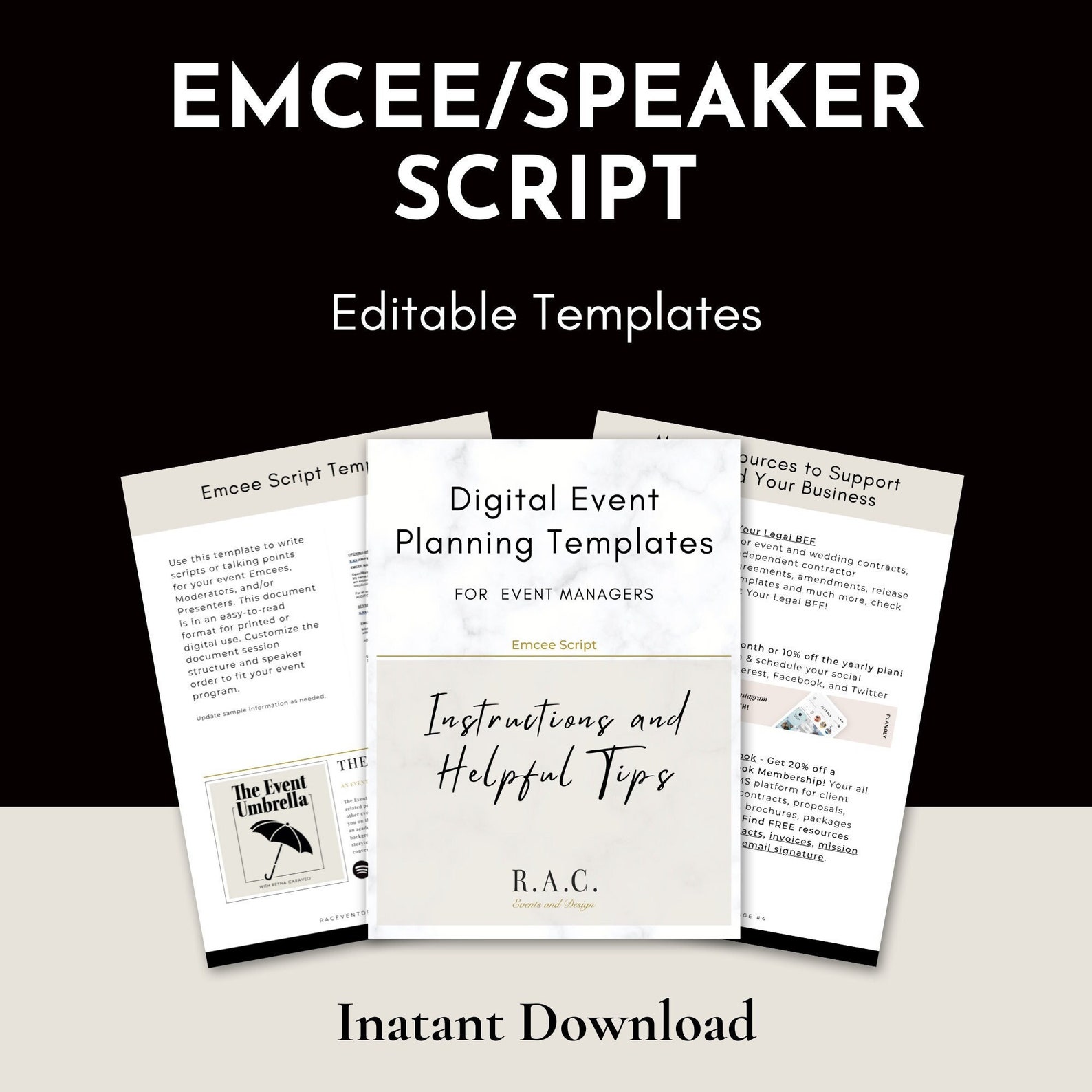 Event Emcee Script Template | Digital Event Planning Template for Event ...