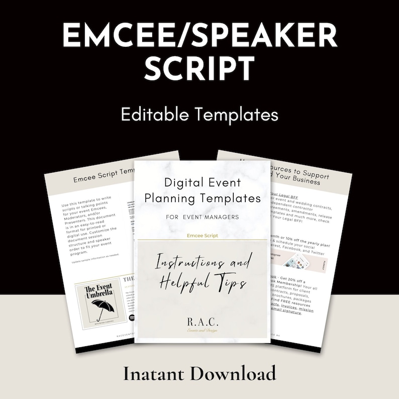 Event Emcee Script Template | Digital Event Planning Template for Event ...