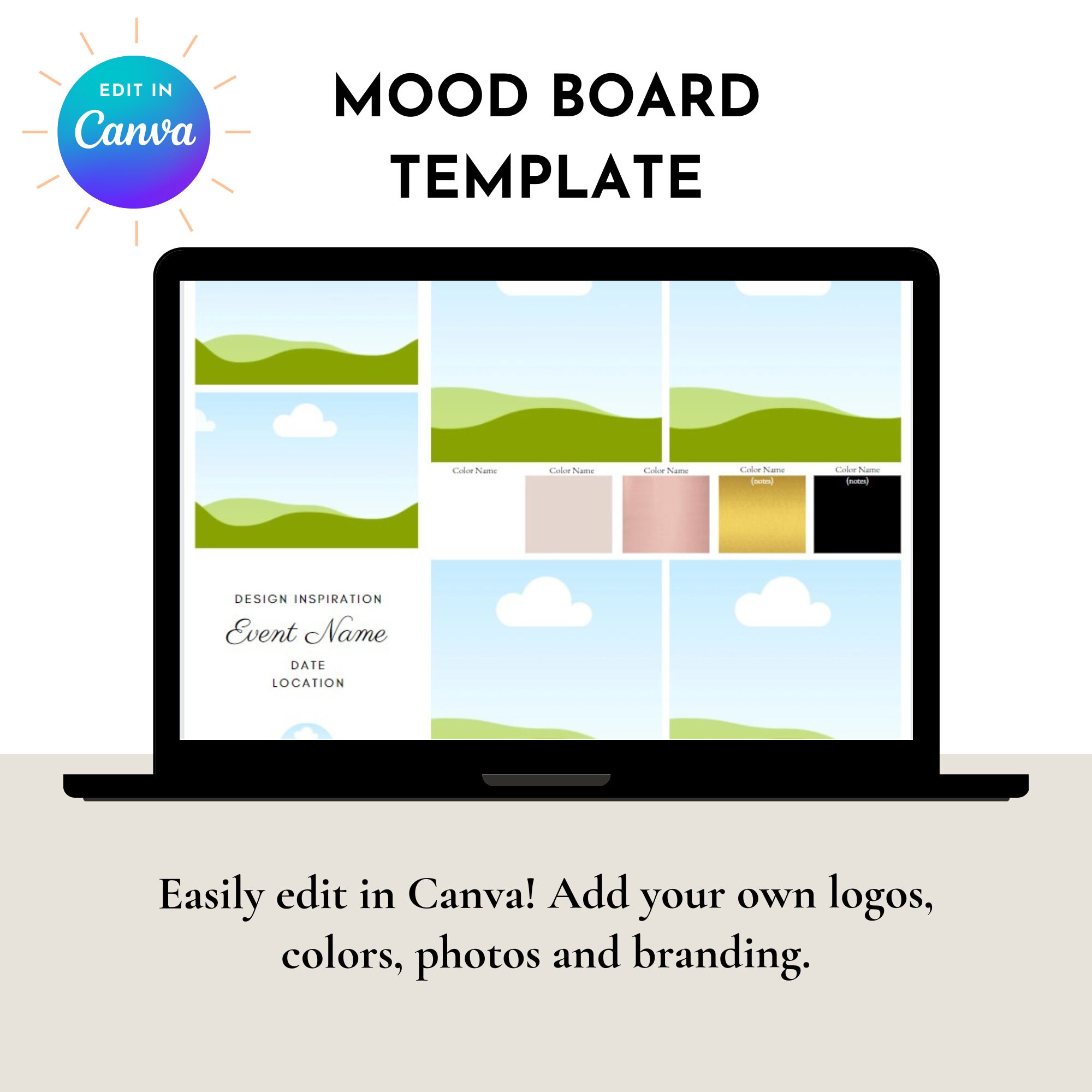 Mood Board Canva Template Digital Event Planning Template for Event ...