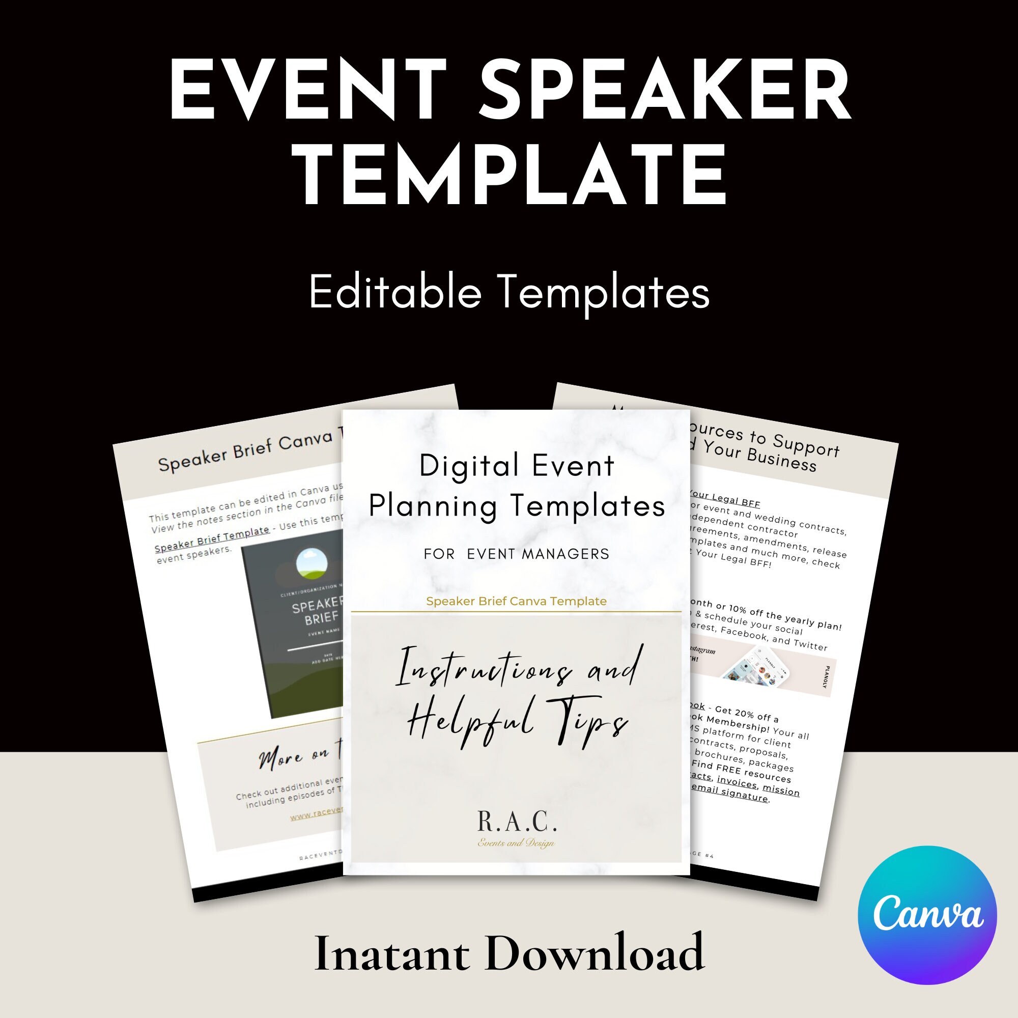 Speaker Brief Canva Template | Digital Event Planning Template for ...