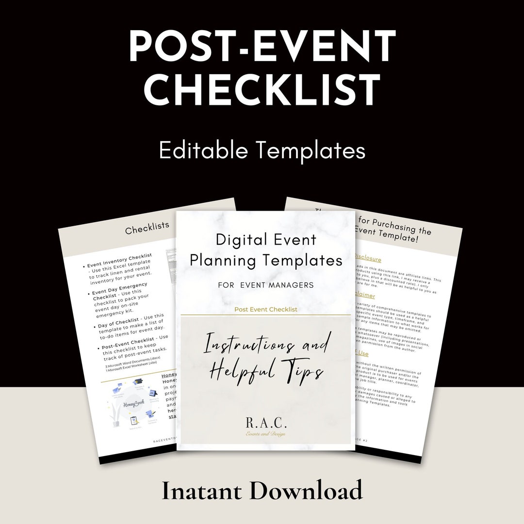 Post Event Checklist | Digital Event Planning Template for Event ...