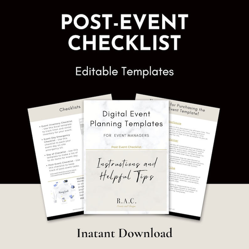 Post Event Checklist Digital Event Planning Template for Event Planners ...