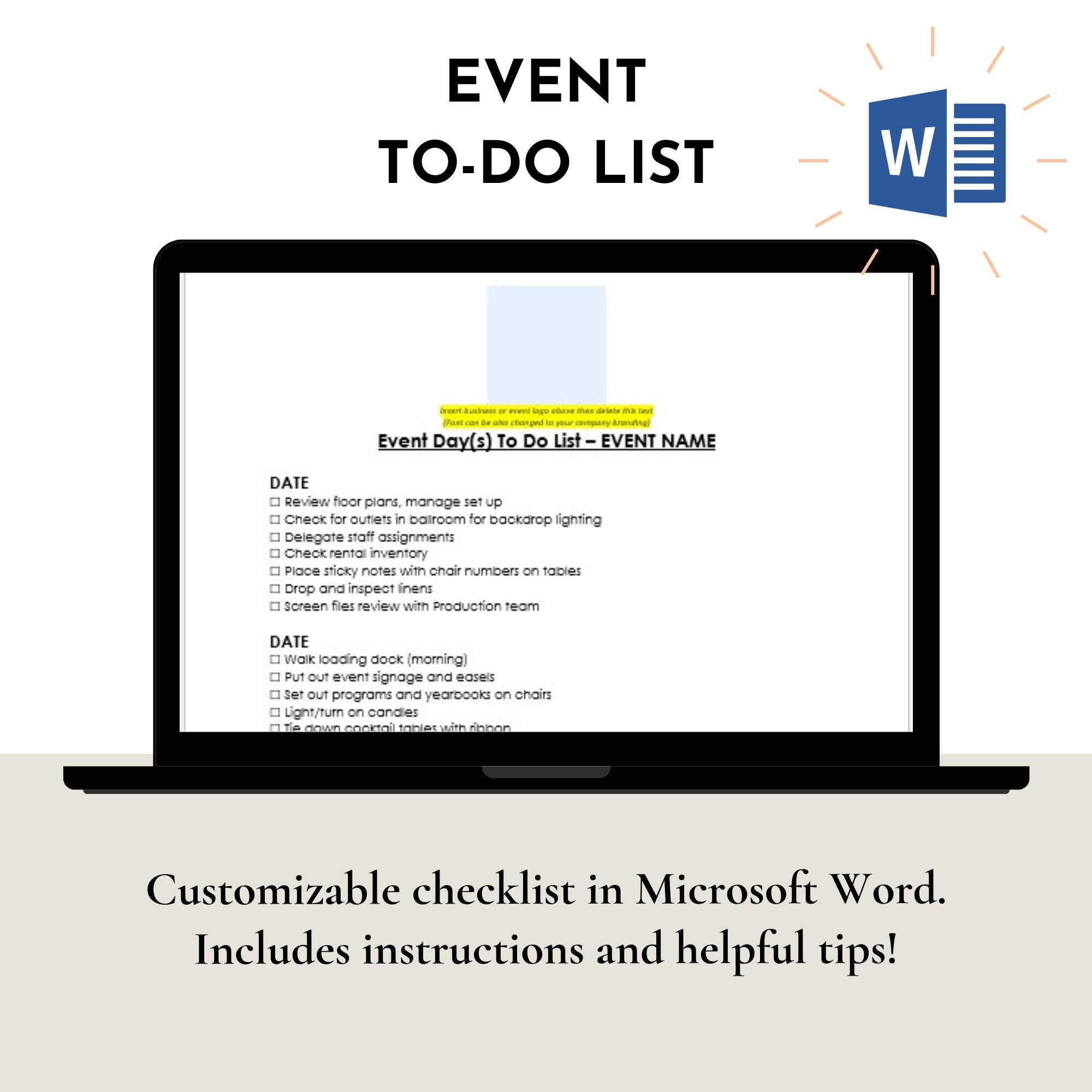Event Day Checklist | Digital Event Planning Template for Event ...