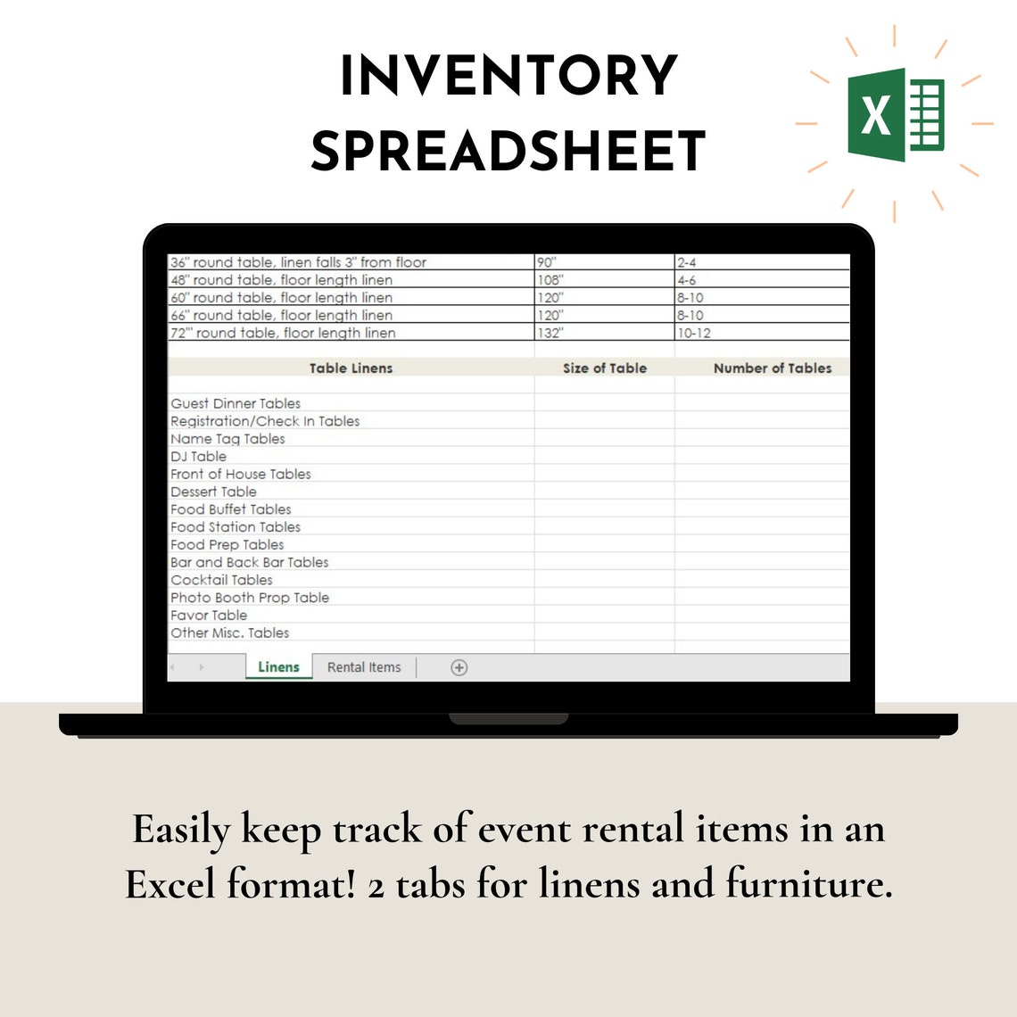 Event Inventory Checklist Digital Event Planning Template - Etsy