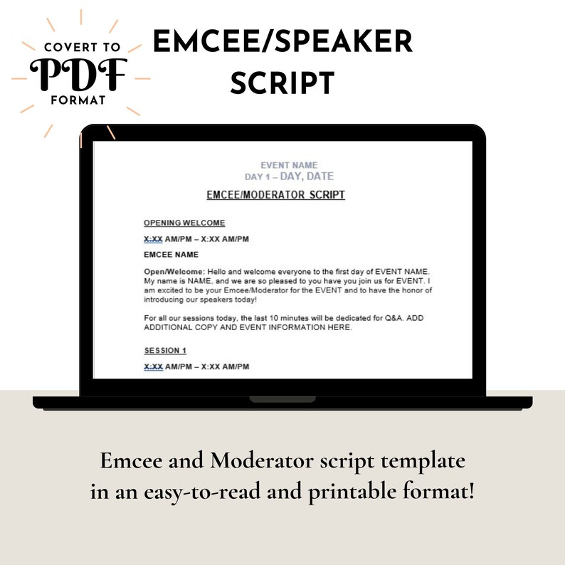 Event Emcee Script Template (digital Download) - Etsy