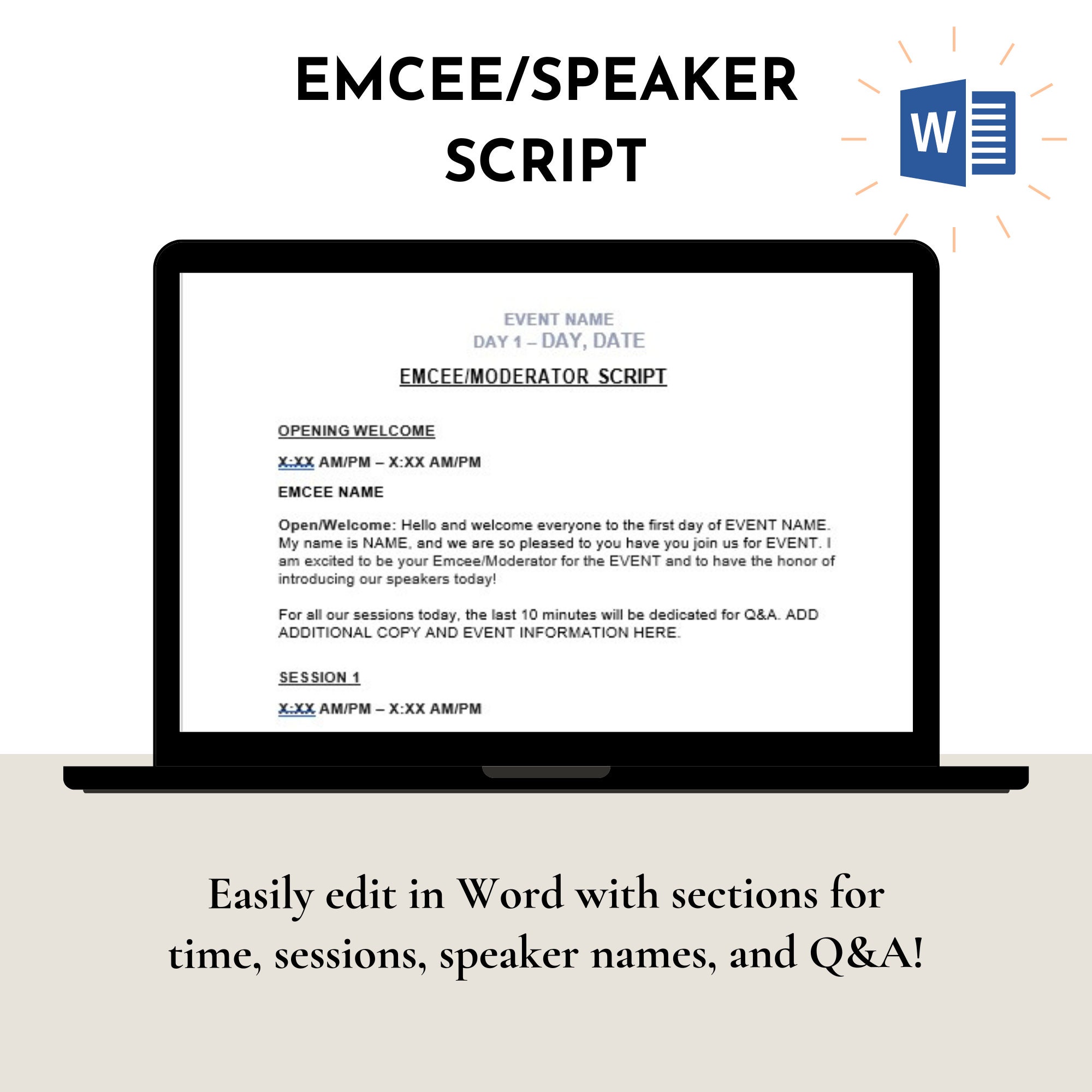 Event Emcee Script Template | Digital Event Planning Template for Event ... Event Emcee Script Template | Digital Event Planning Template for Event ...