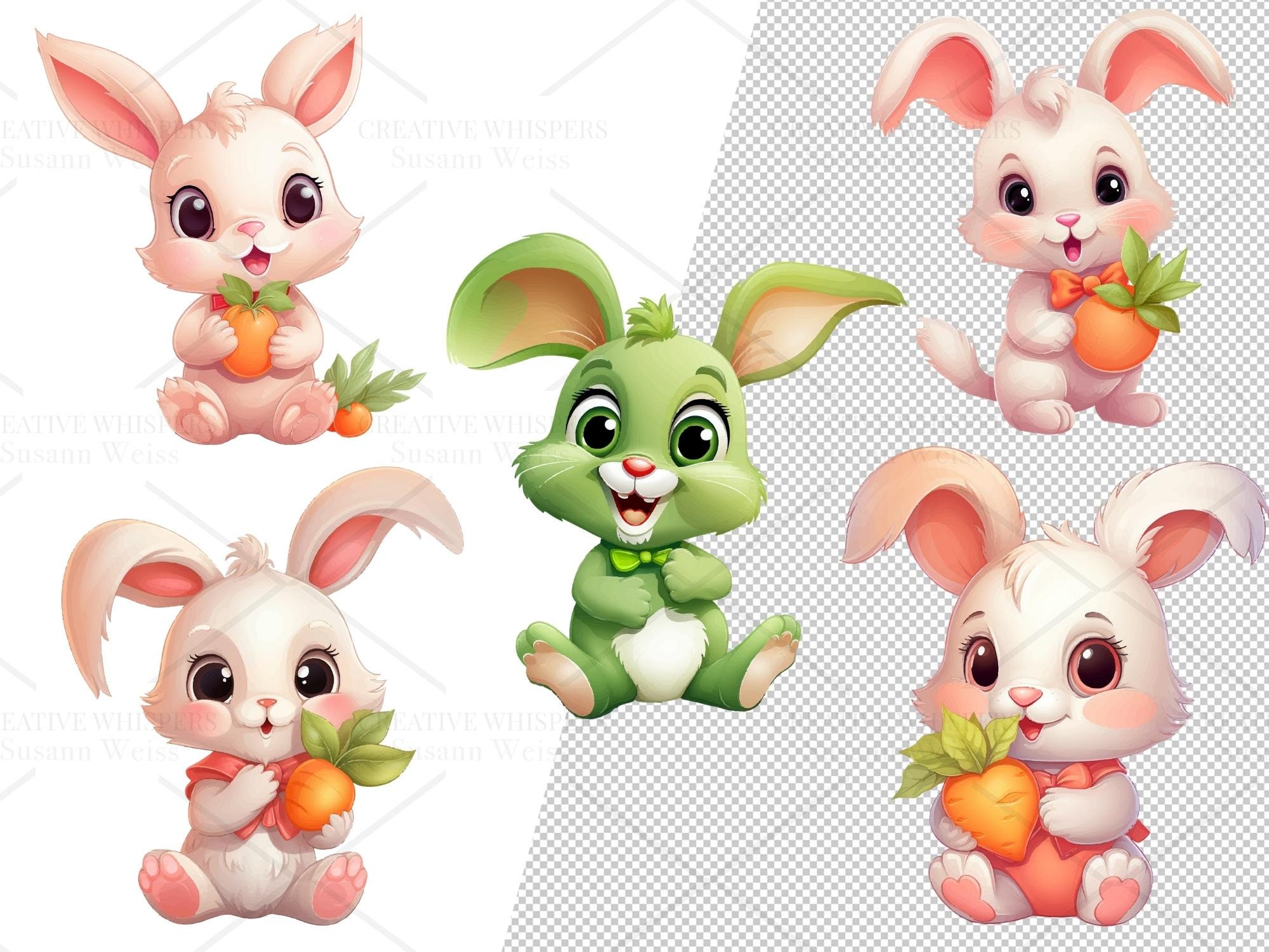 20 Cute Rabbits Stickers Clipart Digital Downloads With - Etsy