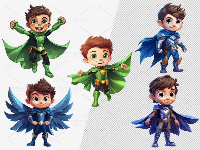20 Digital Super Hero Clip Art Set, Super Hero Sticker, Sublimation ...