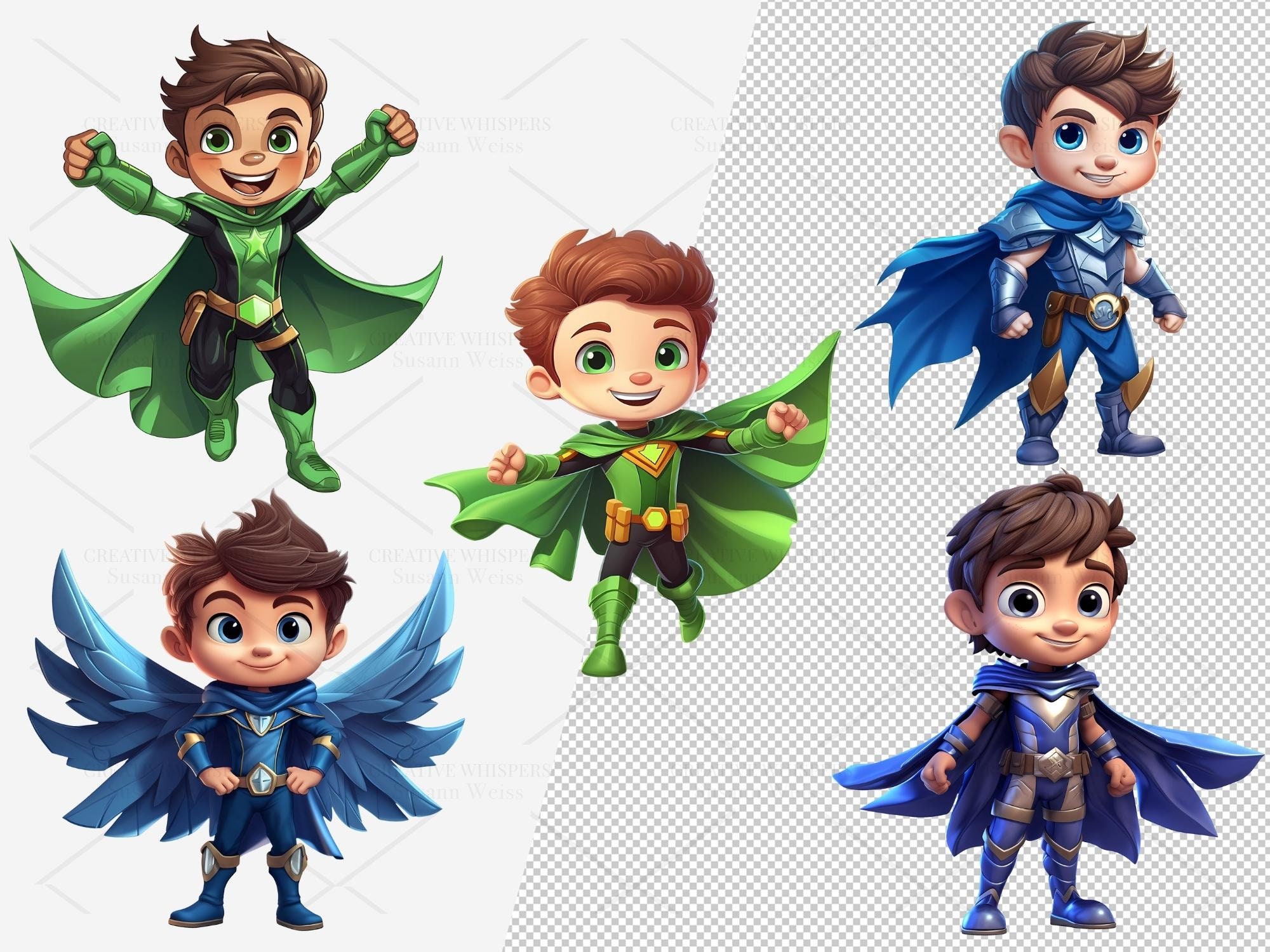 20 Digital Super Hero Clip Art Set, Super Hero Sticker, Sublimation ...