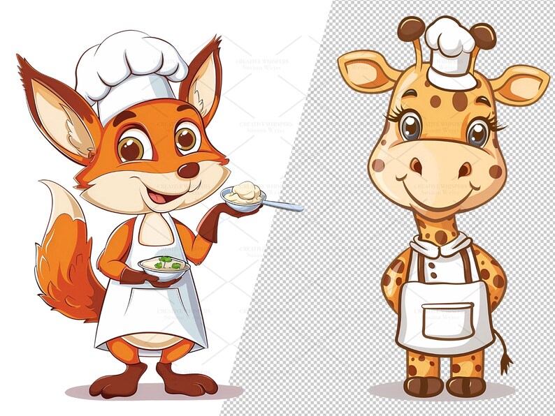 Cute Animal Cook Illustration Clipart Bundle 10 High Quality Pngs ...