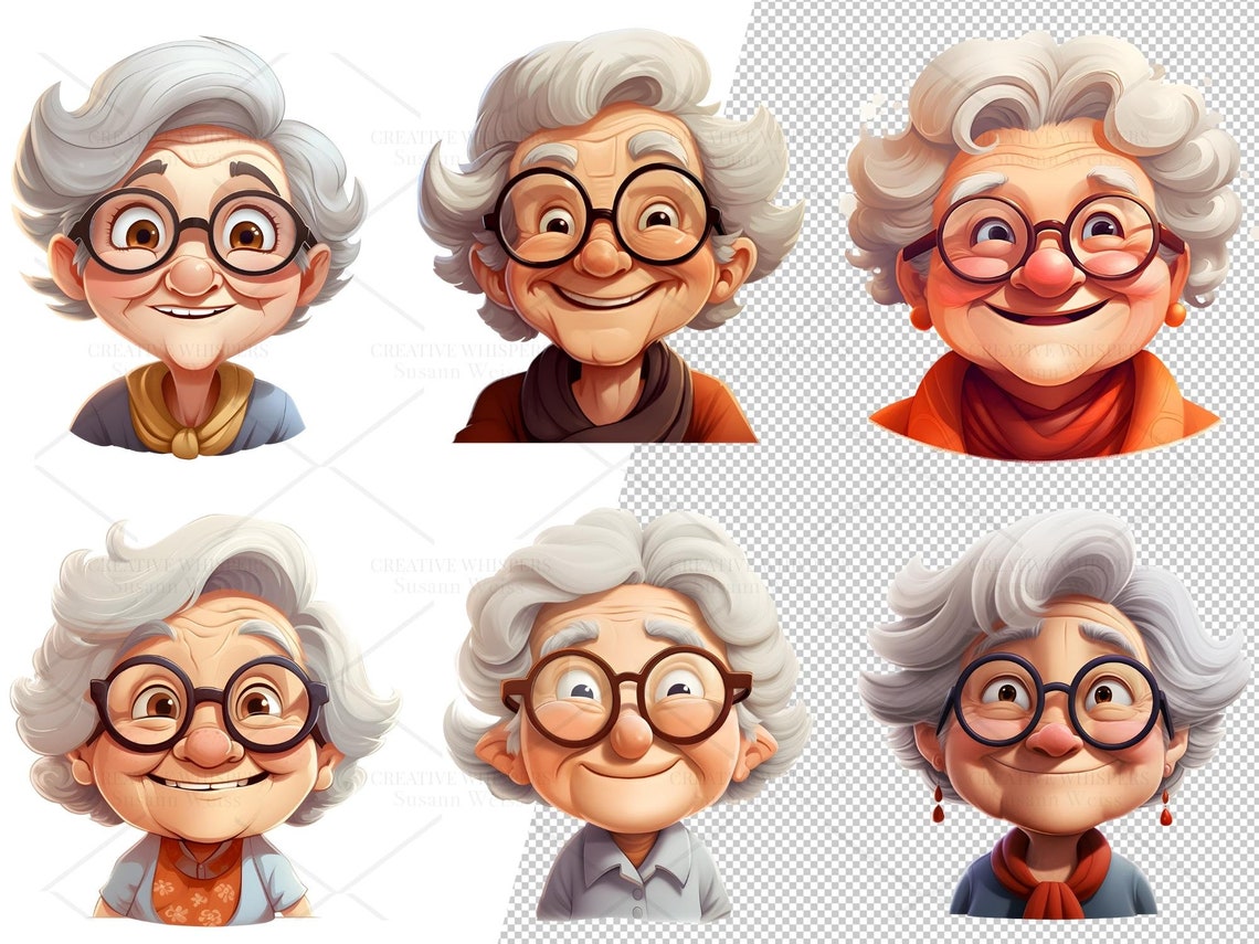 24 Digital Cute Grandpa And Grandma Clip Art Set Cute Grandpa And