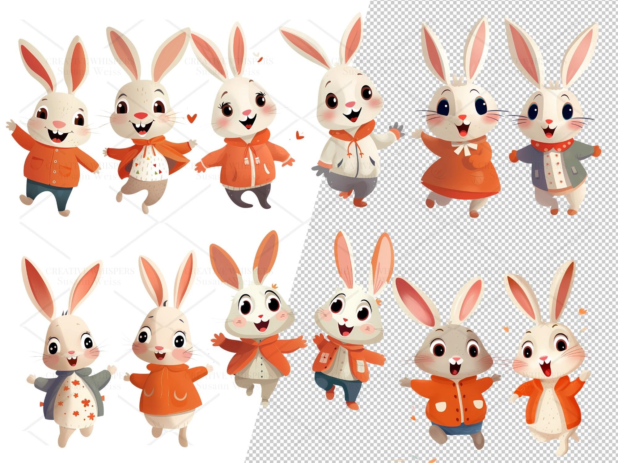 30 Digital Cute Rabbit Clip Art Set Cute Rabbit Sticker - Etsy