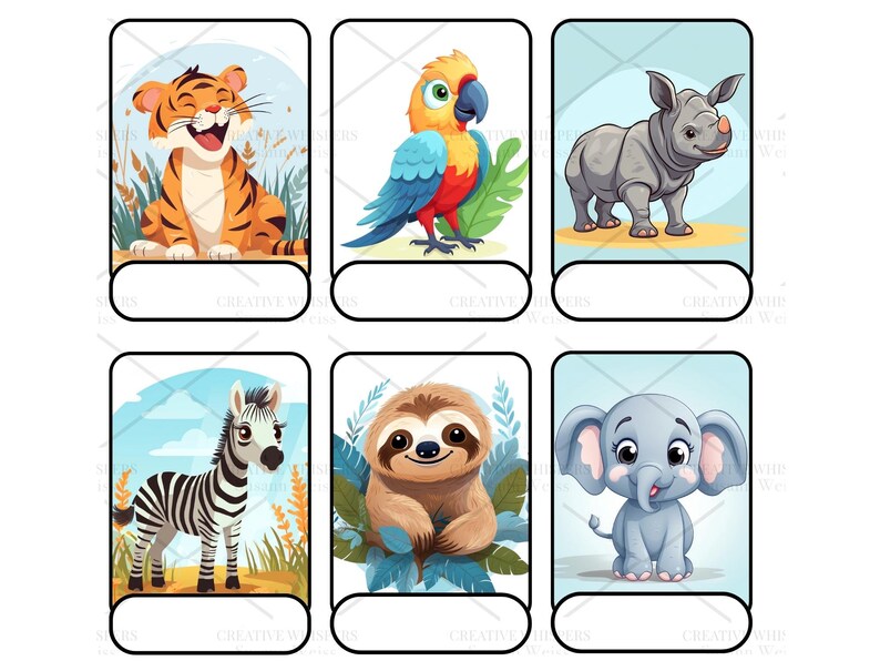 20 Adorable Zoo Animal Flashcards for Kids Learning Cards Editable PDF ...