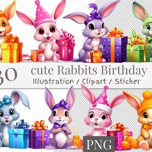 30 Colorful Rabbits Clipart - Perfect for Birthday Parties and DIY ...