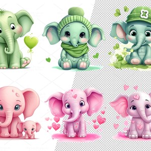 30 Digital Cute Elephant Clip Art Set, Cute Elephant Sticker, Cute ...