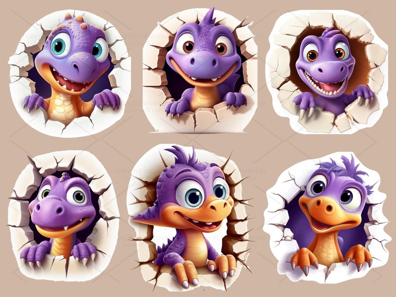 30 Digital Cute Dinosaurs Sticker SVG PNG Clipart Set - Etsy