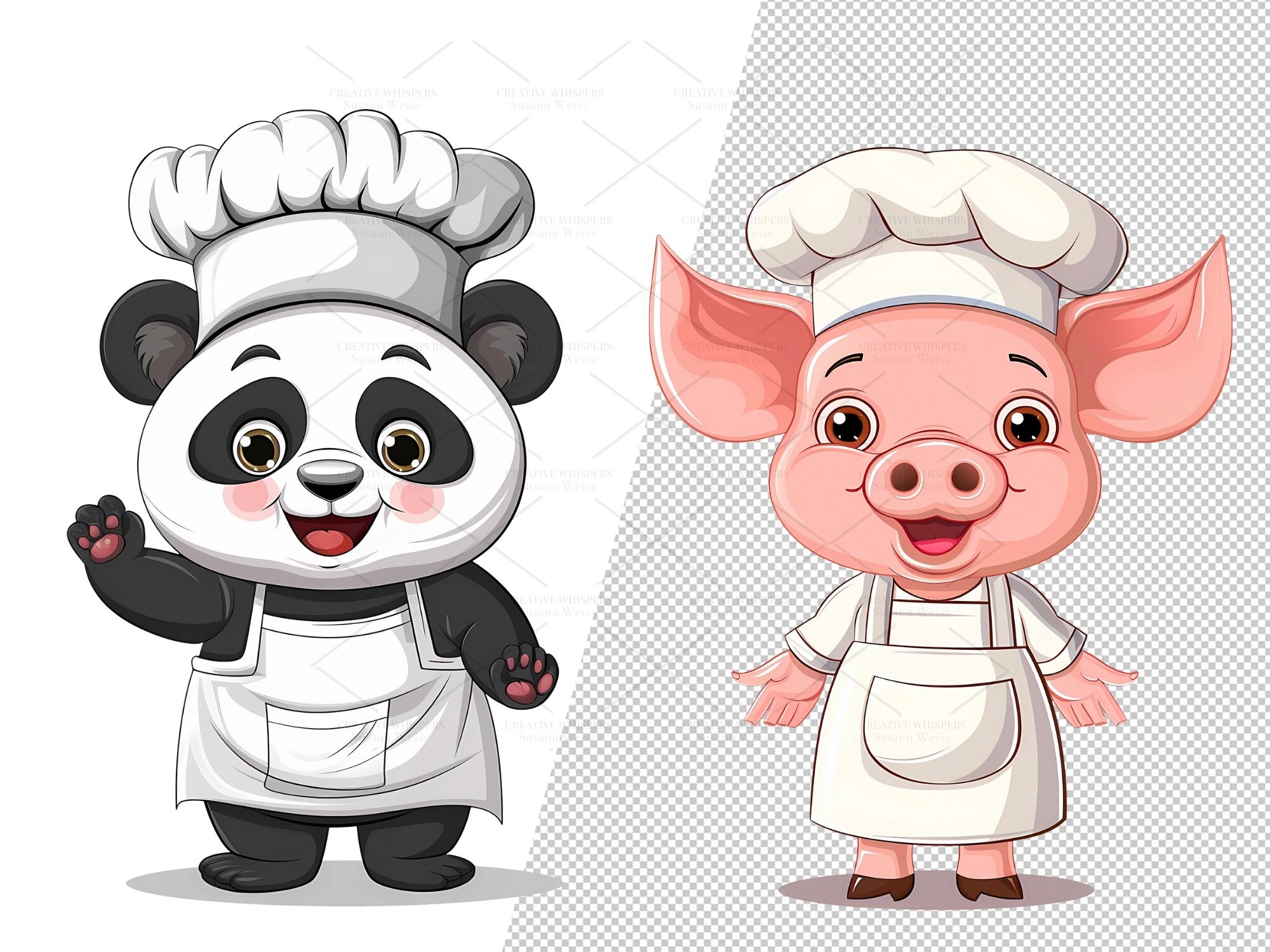 Cute Animal Cook Illustration Clipart Bundle 10 High Quality Pngs ...