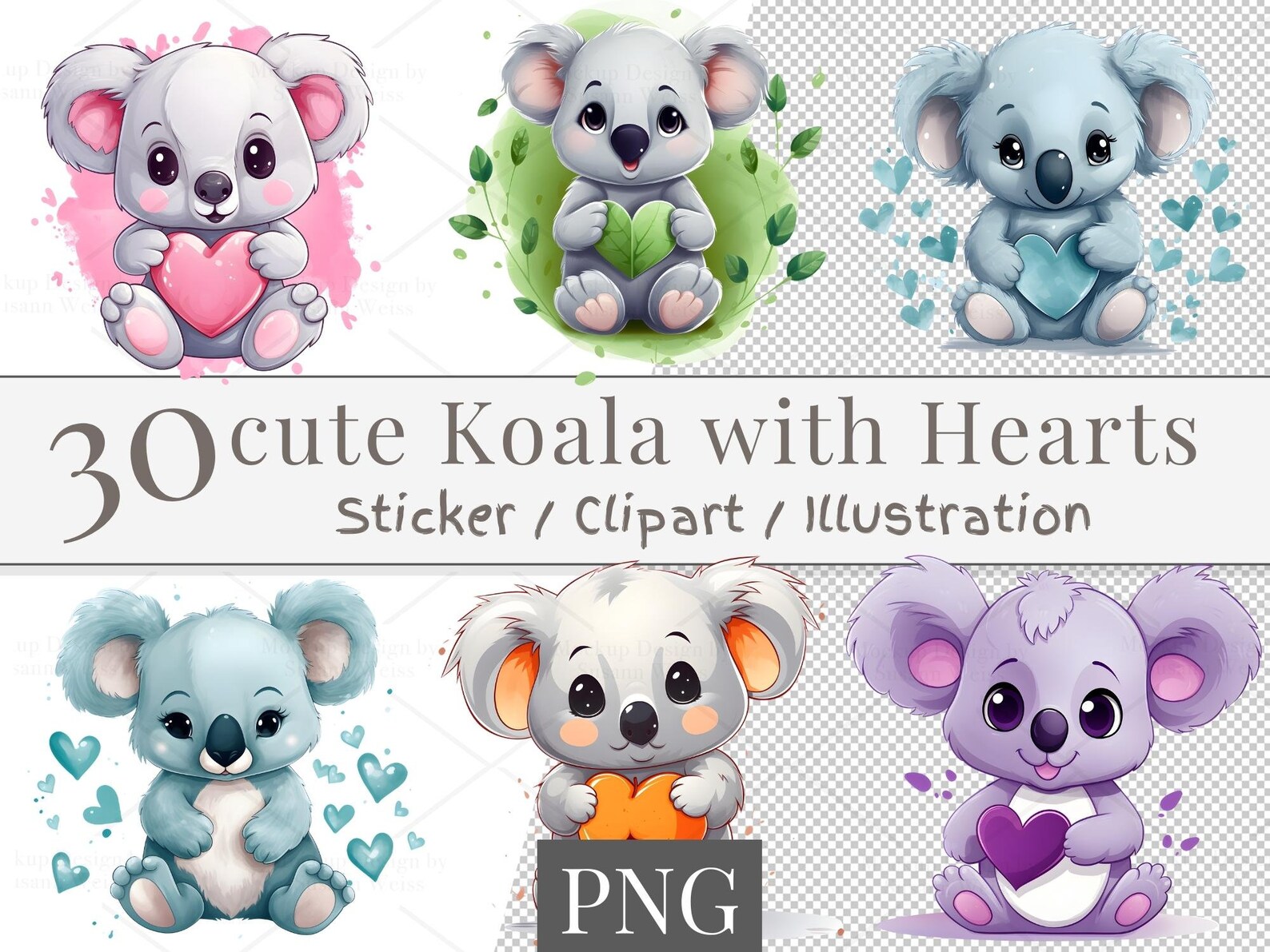 30 Digital Cute Koala Clipart Set Cute Koala Sticker Cute - Etsy