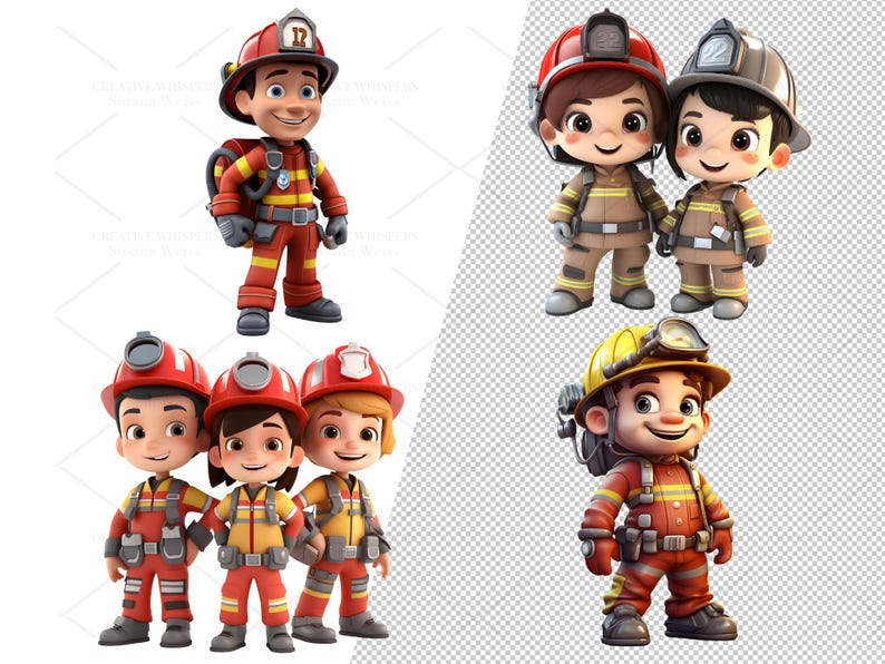 Firefighter PNG Clipart – 3D Kids, Trucks, Fire Station (digital ...