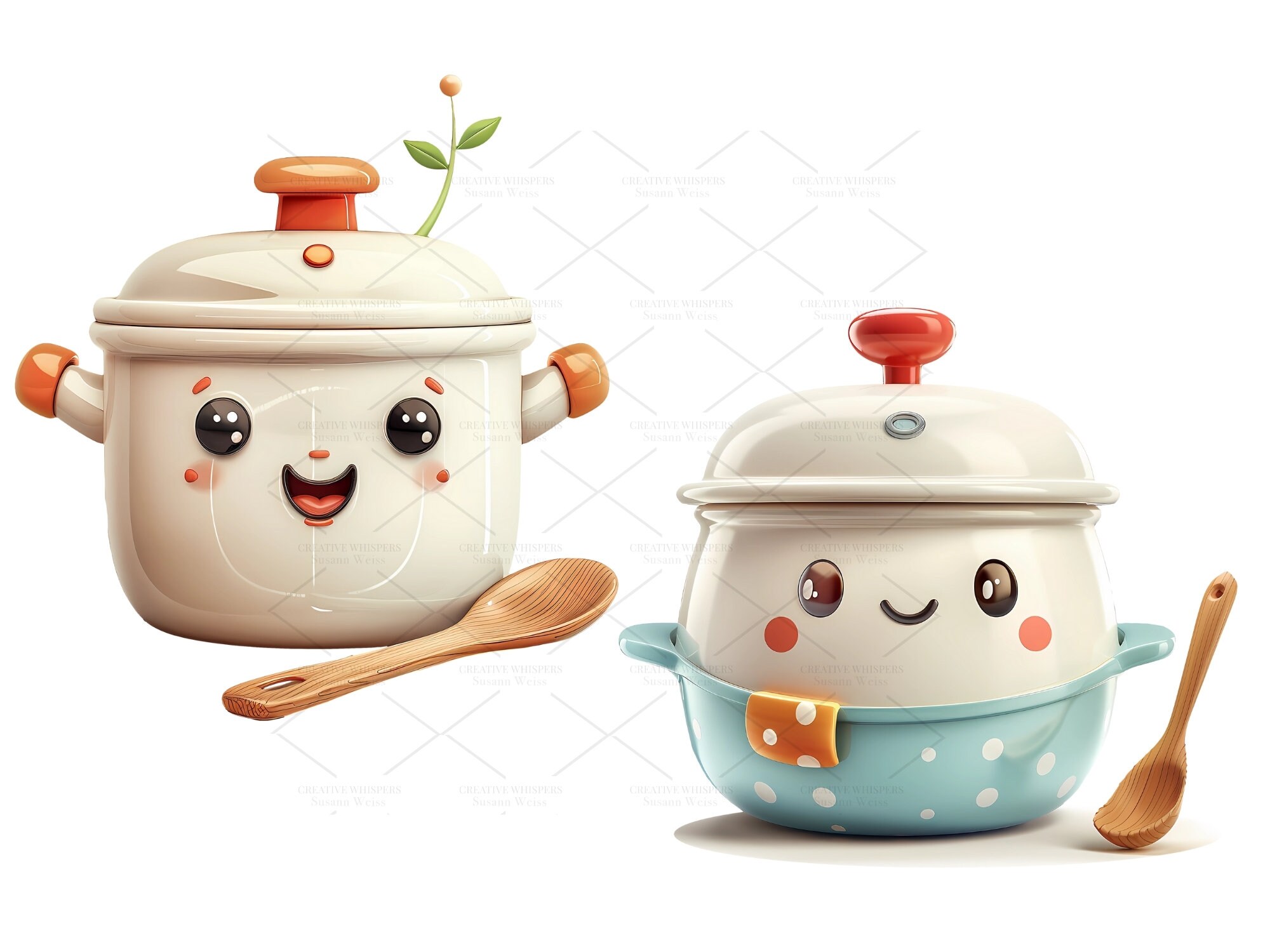 Cute Cooking Pot With Vegetables Illustration Clipart Bundle- 10 High ...