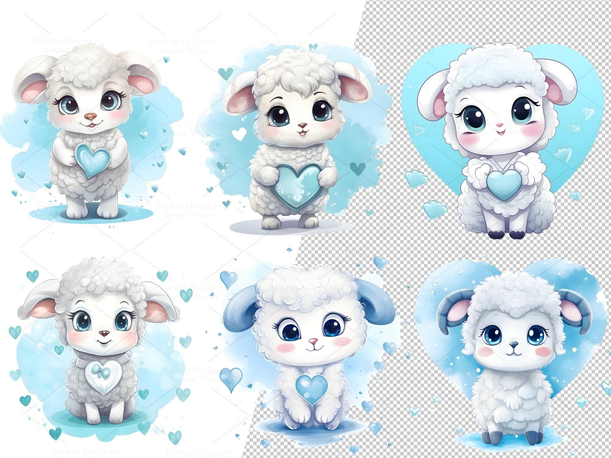 30 Digital Cute Lamb Clipart Set, Cute Lamb Sticker, Cute Lamb ...