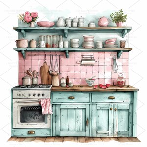 Vintage Kitchen Watercolor Clipart Bundle 10 High Quality Watercolor ...