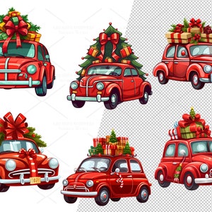 24 Digital Christmas Car Clip Art Set, Christmas Car Sticker ...