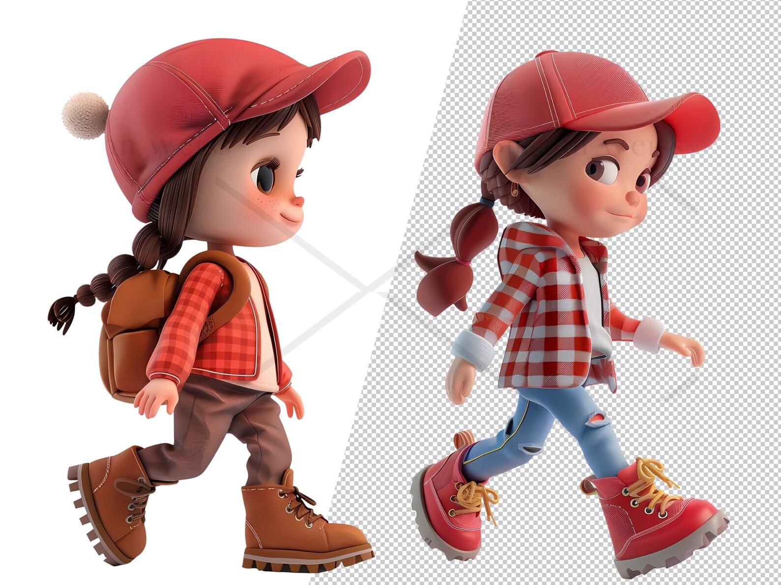 Cute Children Walking, 3d Clipart Bundle- 10 High Quality Pngs ...