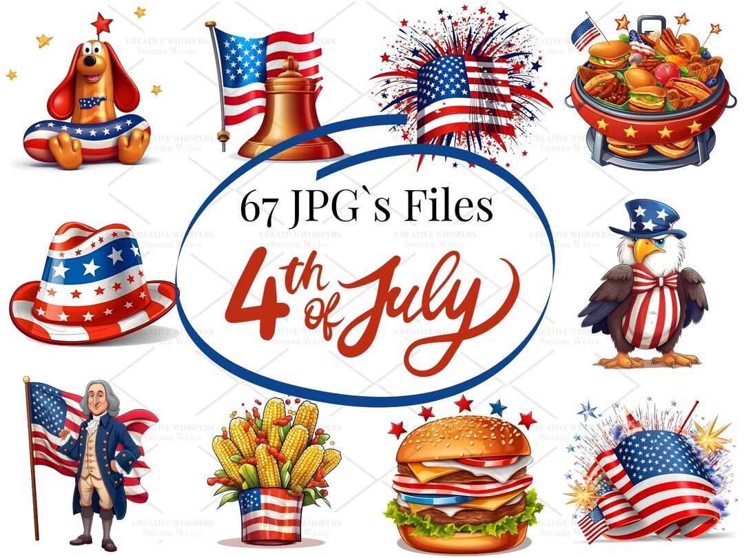 Patriotic 4th of July Clipart – USA Independence Day Jpgs (digital ...
