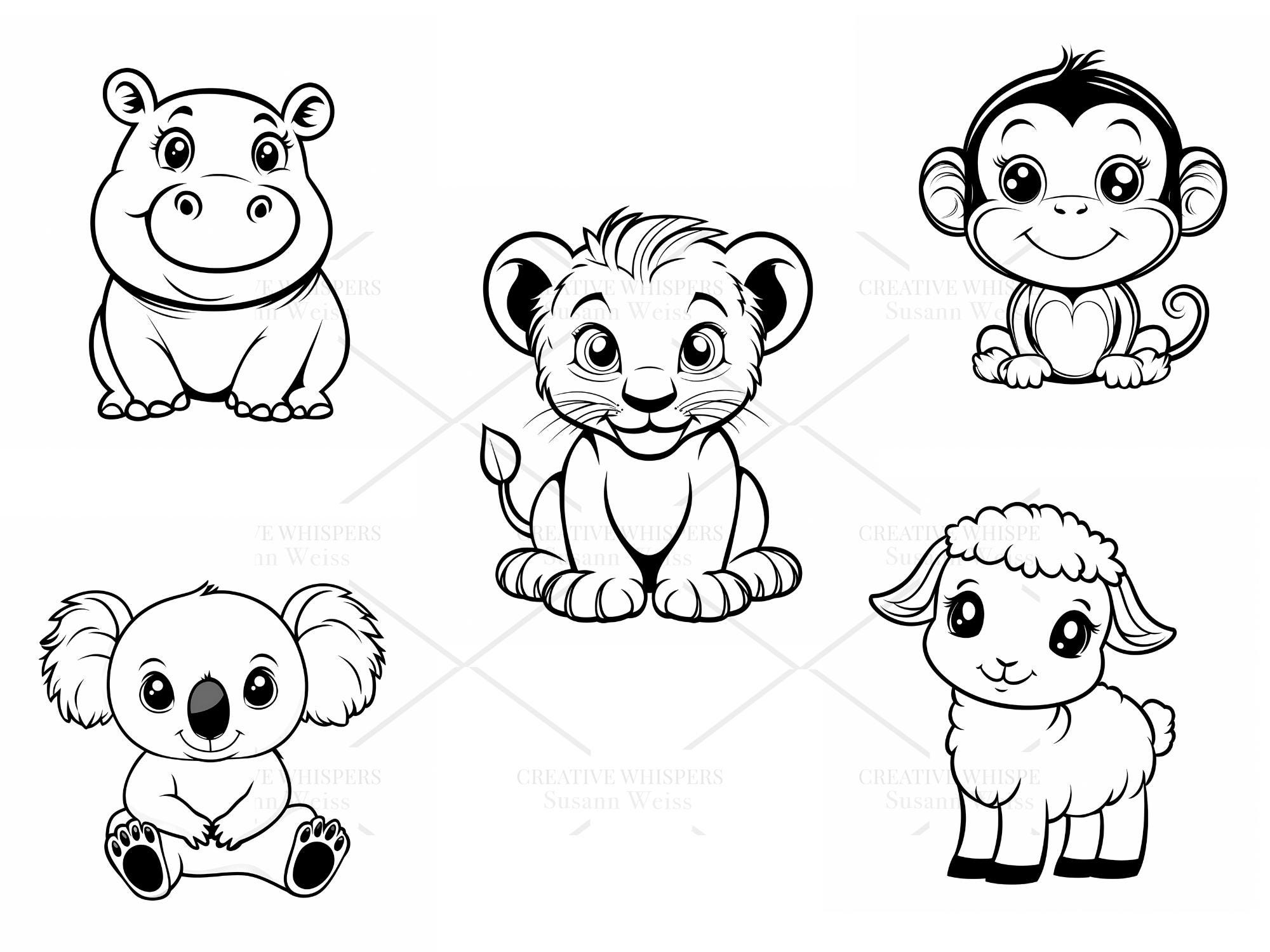 30 Adorable Animal Coloring Pages for Download Perfect for Kids & DIY ...