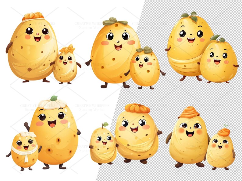 30 Digital Cute Potato Clipart Set, Cute Potato Sticker, Sublimation ...