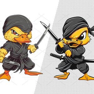 Duck Ninja Clipart Bundle – 10 PNG Illustrations, Craft Graphics ...