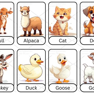 16 Adorable Farm Animal Flashcards for Kids Learning Cards Editable PDF ...