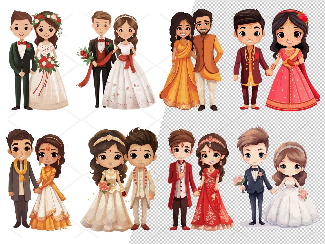 30 Cute Wedding Couple Stickers, Clipart Digital Downloads With ...