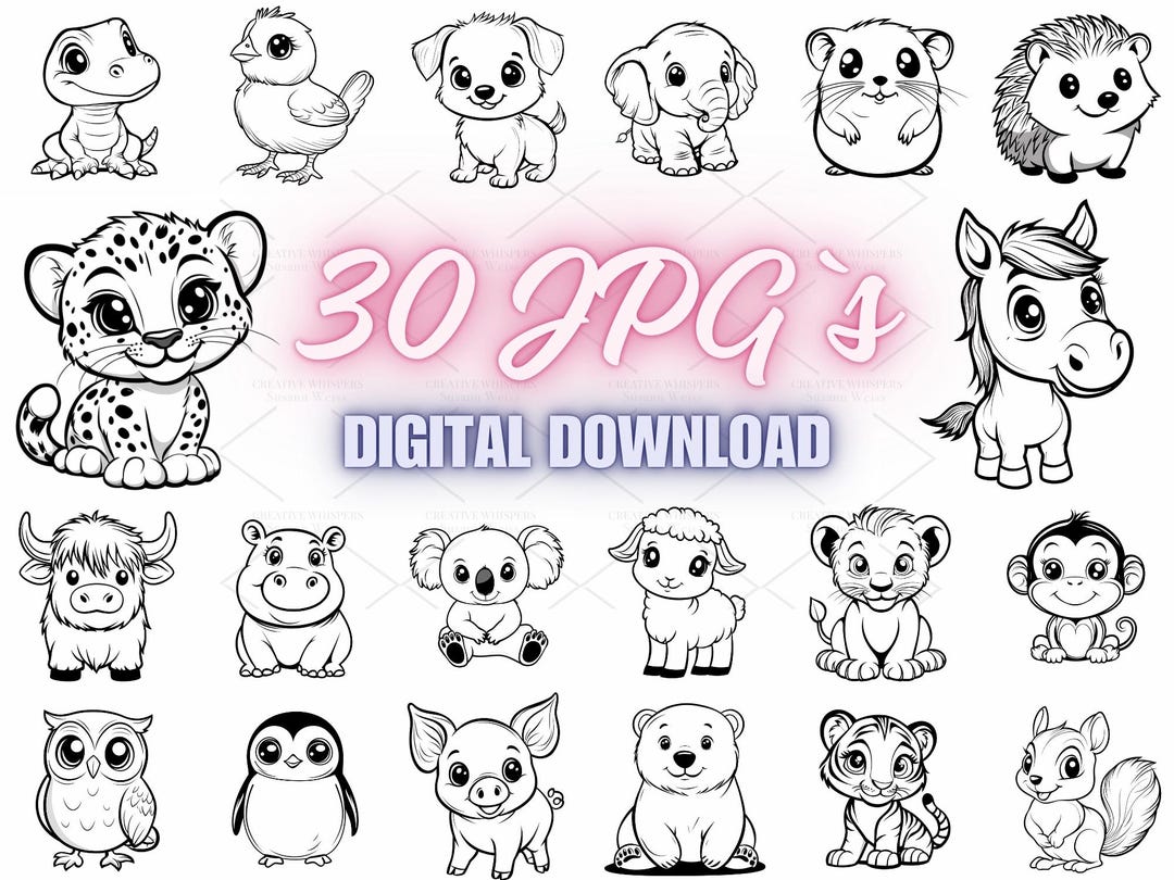 30 Adorable Animal Coloring Pages for Download – Perfect for Kids & DIY ...