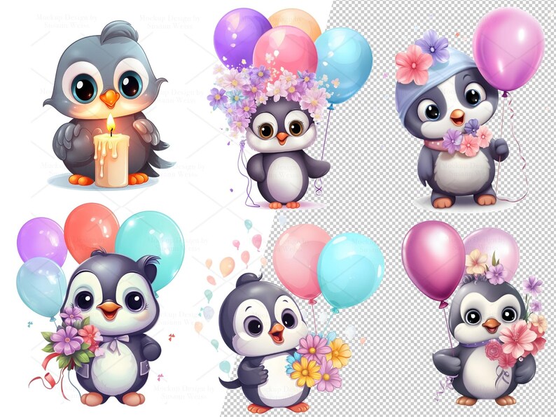 30 Cute Penguin Clip Art Set, Cute Penguin Sticker, Sticker Png ...