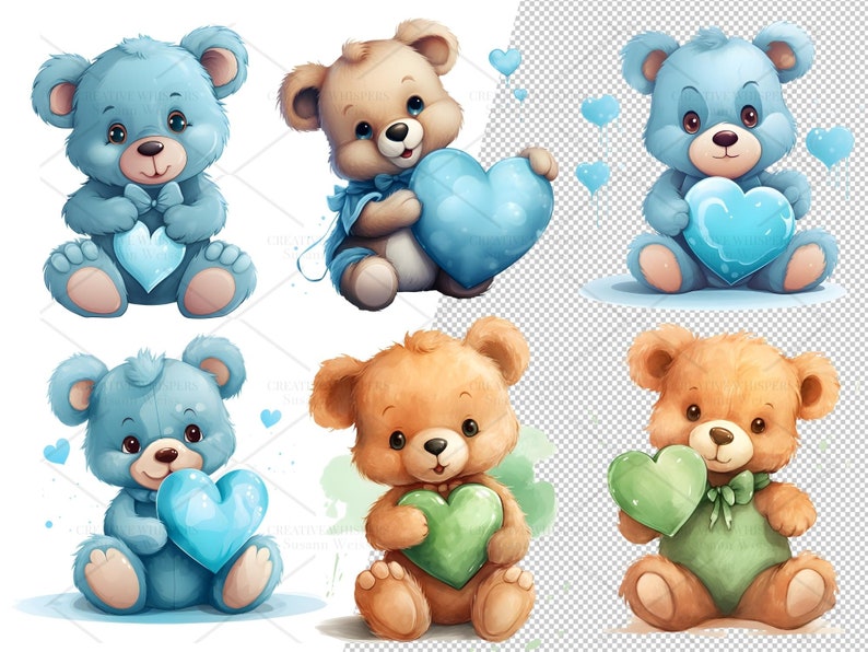 30 Digital Cute Teddy Bear Clip Art Set Cute Teddy Bear - Etsy